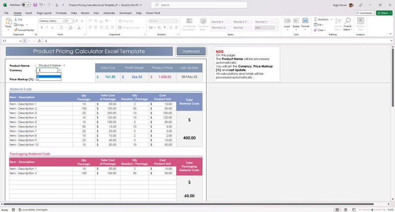 Product Pricing Calculator Excel Template | Cost & Profit Pricing ...