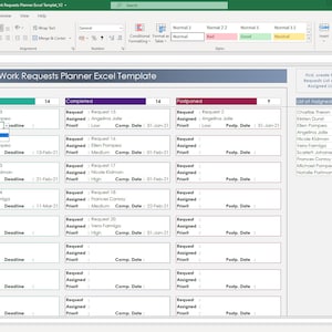 Work Requests Planner Excel Template Work Tracking Chart Editable ...
