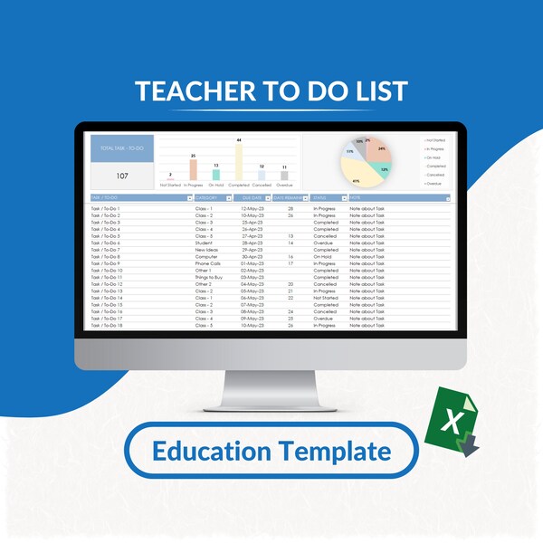 Teacher Planner Excel Template - Etsy