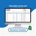 Teacher To-do List Excel Template Educator's Task Tracker Teacher's ...