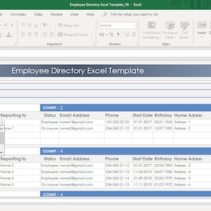 Employee Directory Excel Template: Business Organization Tracker ...