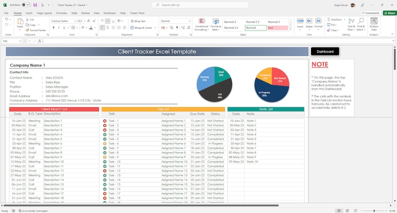 Client Tracker Excel Template Client Engagement Tracker - Etsy