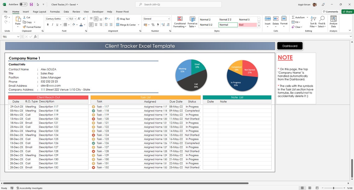 Client Tracker Excel Template Client Engagement Tracker - Etsy