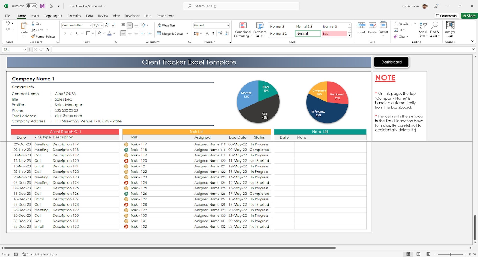 Client Tracker Excel Template Client Engagement Tracker - Etsy