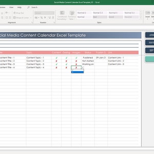 Social Media Content Calendar Excel | Editorial & Post Planner ...