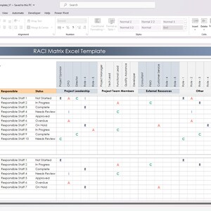 RACI Matrix Excel Template: Project Responsibility Chart (instant ...