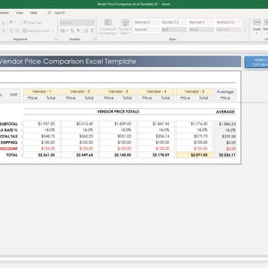 Vendor Price Comparison Excel Template | Product Cost & Supplier ...