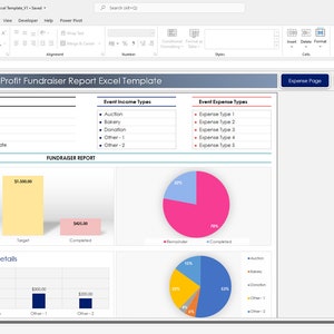 Non-profit Fundraiser Report Excel Template Non-profit - Etsy