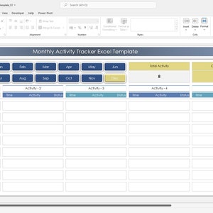 Editable Monthly Activity Tracker Excel Template (printable) - Etsy