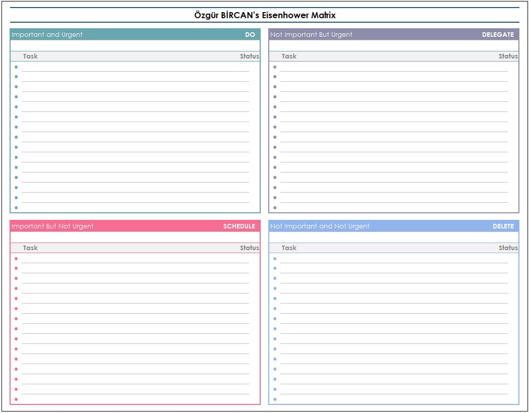 Eisenhower Matrix Excel Template Eisenhower Matrix Planner - Etsy Singapore