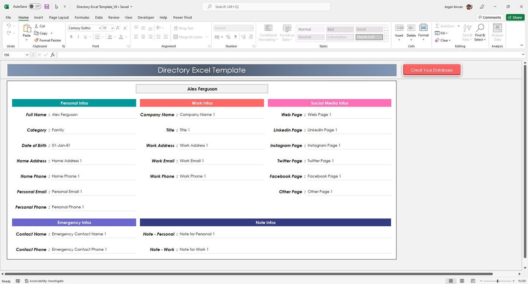 Modèle Excel d'annuaire | Modèle de liste de contacts Excel ...