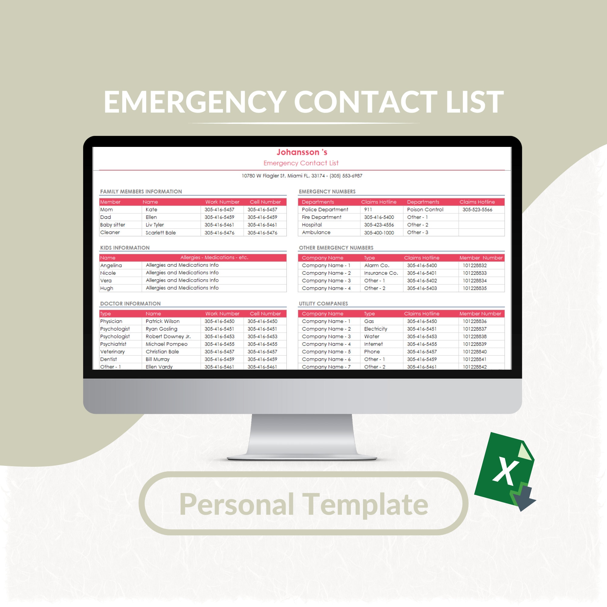 Excel Template For Contacts