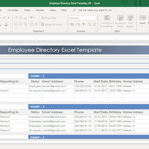 Employee Directory Excel Template: Business Organization Tracker (printable Excel) - Etsy