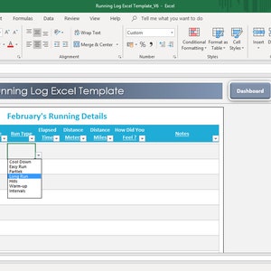 Running Log Excel Template Running Tracker Running Excel Planner ...