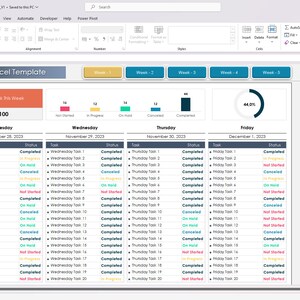 Weekly Task Planner Excel Template – Work Organizer, Task Tracker ...