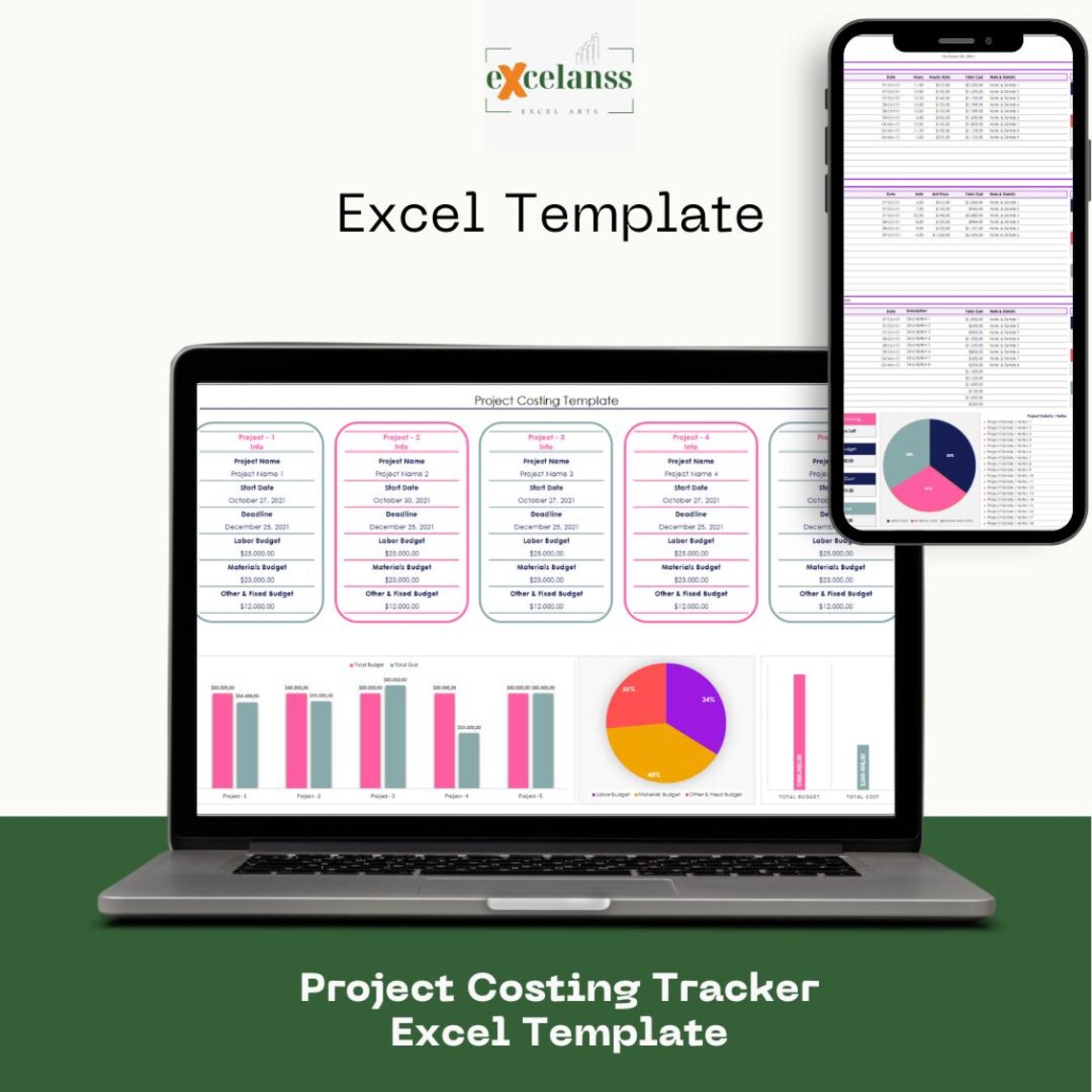 Project Costing Excel Template: Budget Estimator, Expense Calculator - Etsy