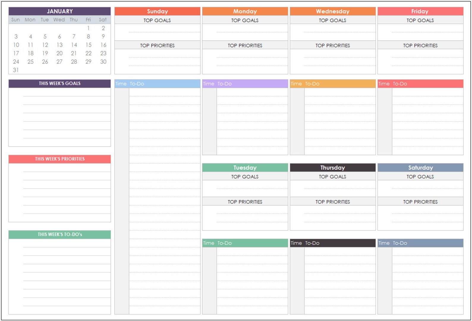 2023 Dated Weekly Planner Excel Template 2023 Editable Etsy
