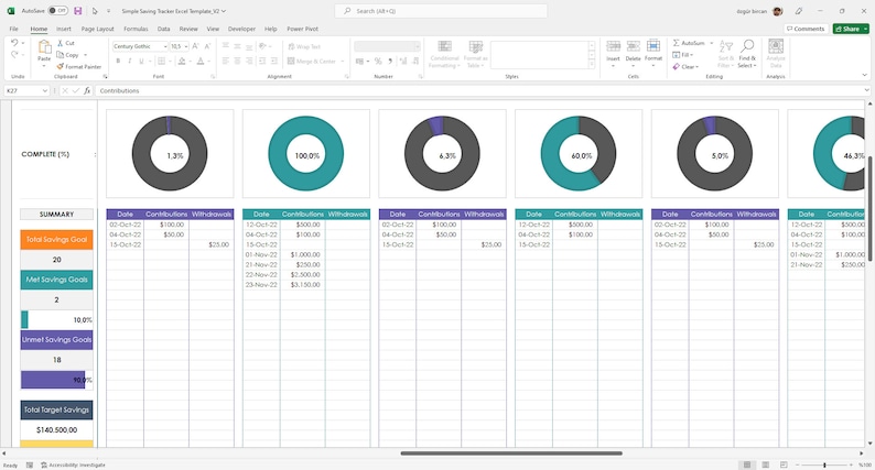 Savings Tracker Excel Template Cash Savings Planner Money - Etsy