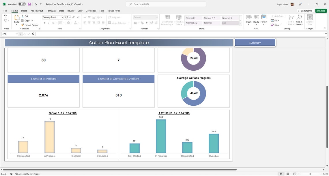 Action Plan Excel Template Action Plan Management Action - Etsy