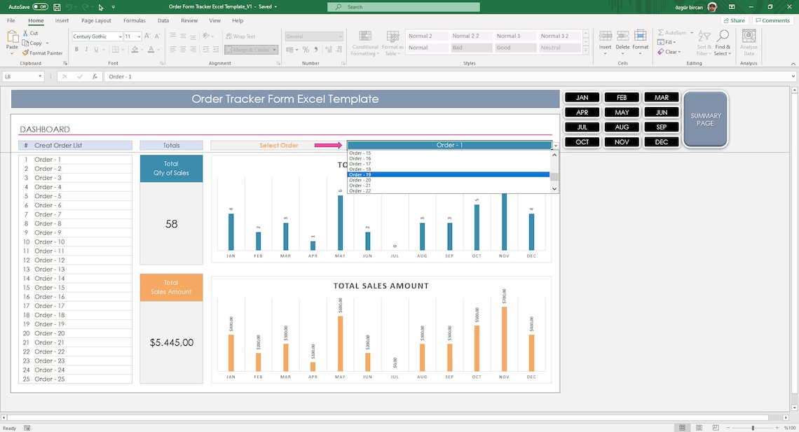 Order Form Tracker Excel Template Editable Order Tracker - Etsy