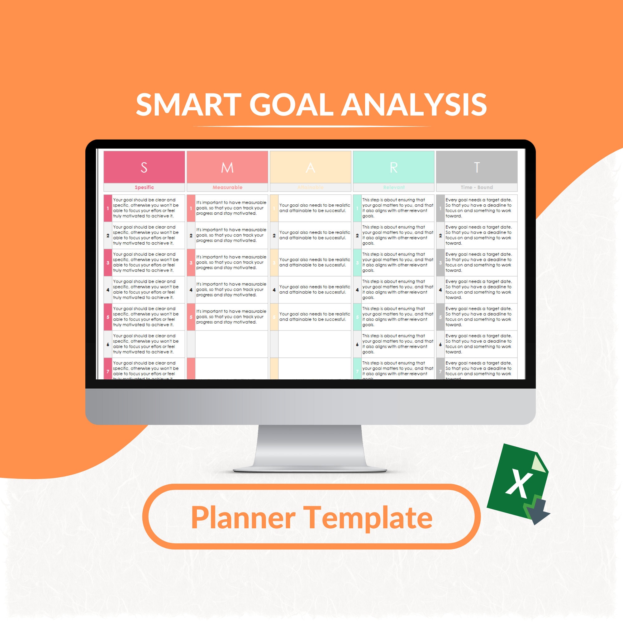 SMART Goal Analysis Excel Template Smart Goal Setting - Etsy Canada