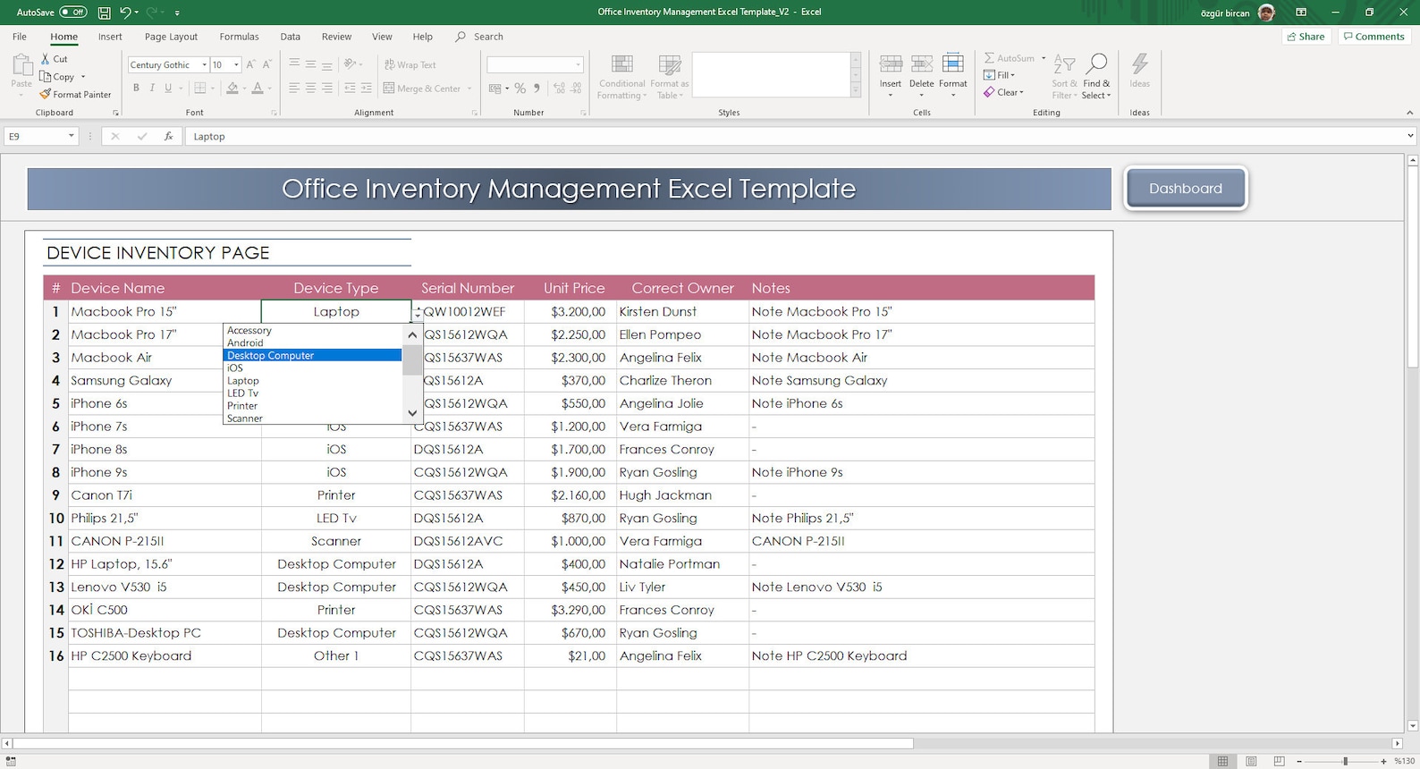 Office Inventory Management Excel Template Inventory Tracking ...