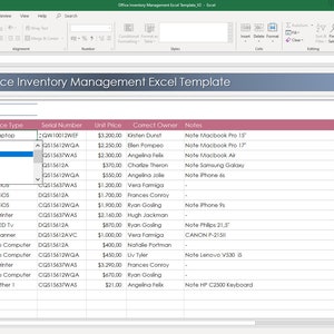 Office Inventory Management Excel Template: Supplies & Equipment ...
