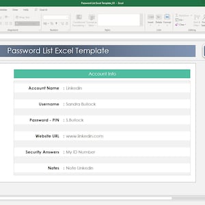 Password List Excel Template Password List Planner Password Tracker ...