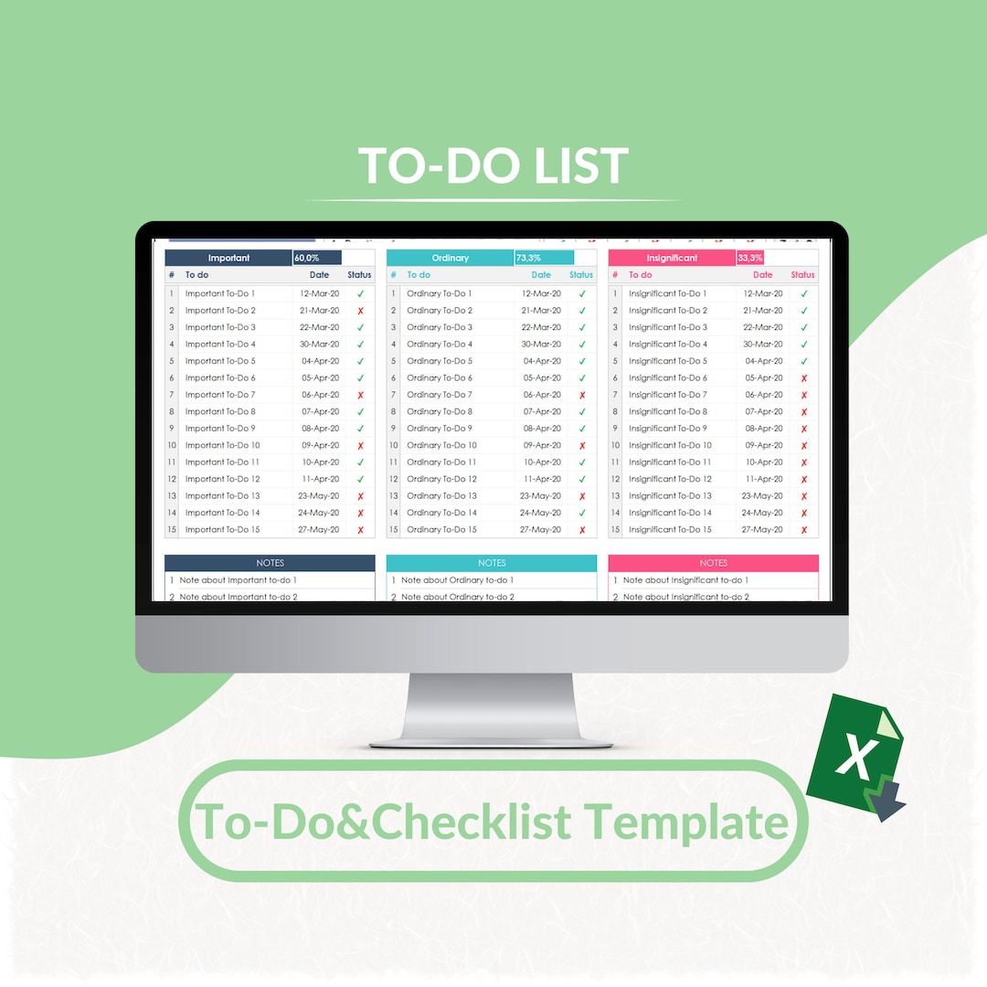 To-do List Excel Template | Excel Planner | Planner Tracker | to Do ...