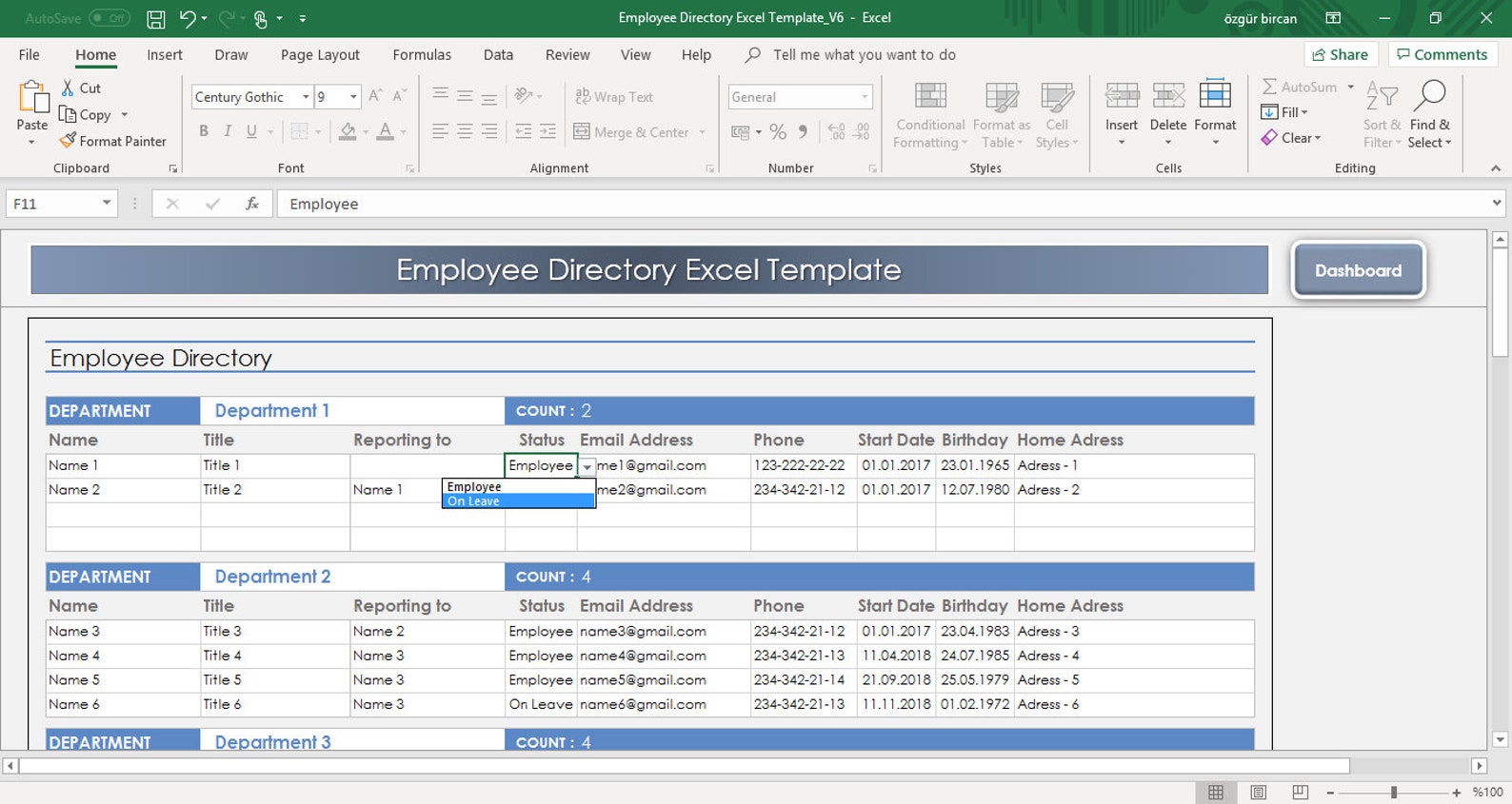 Employee Directory Excel Template Employee Planner - Etsy