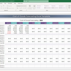 Cost of Goods Forecasting Excel Template: Small Business Calculator ...