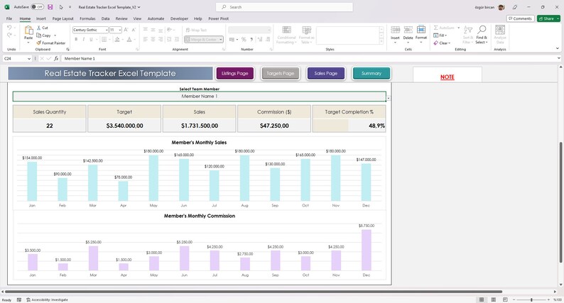 Real Estate Sales Tracker Excel Template – Realtor Commission & Listing ...