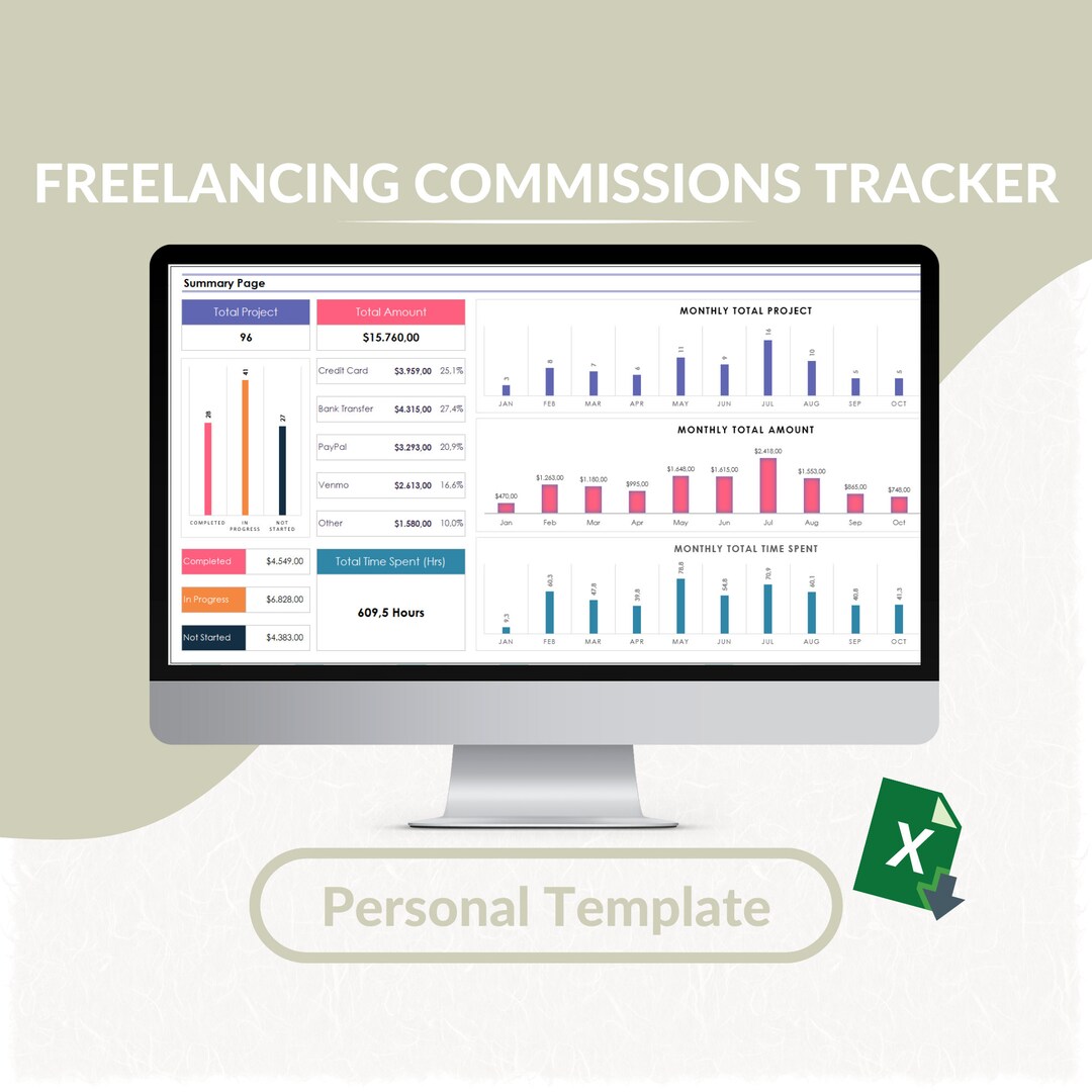 Freelancing Commissions Project Tracker Excel Template | Freelancer ...