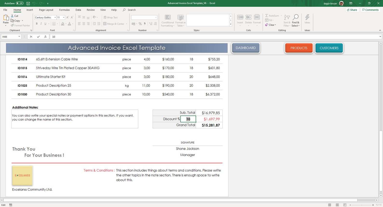 Advanced Invoice Excel Template Invoice Tracker Invoice - Etsy