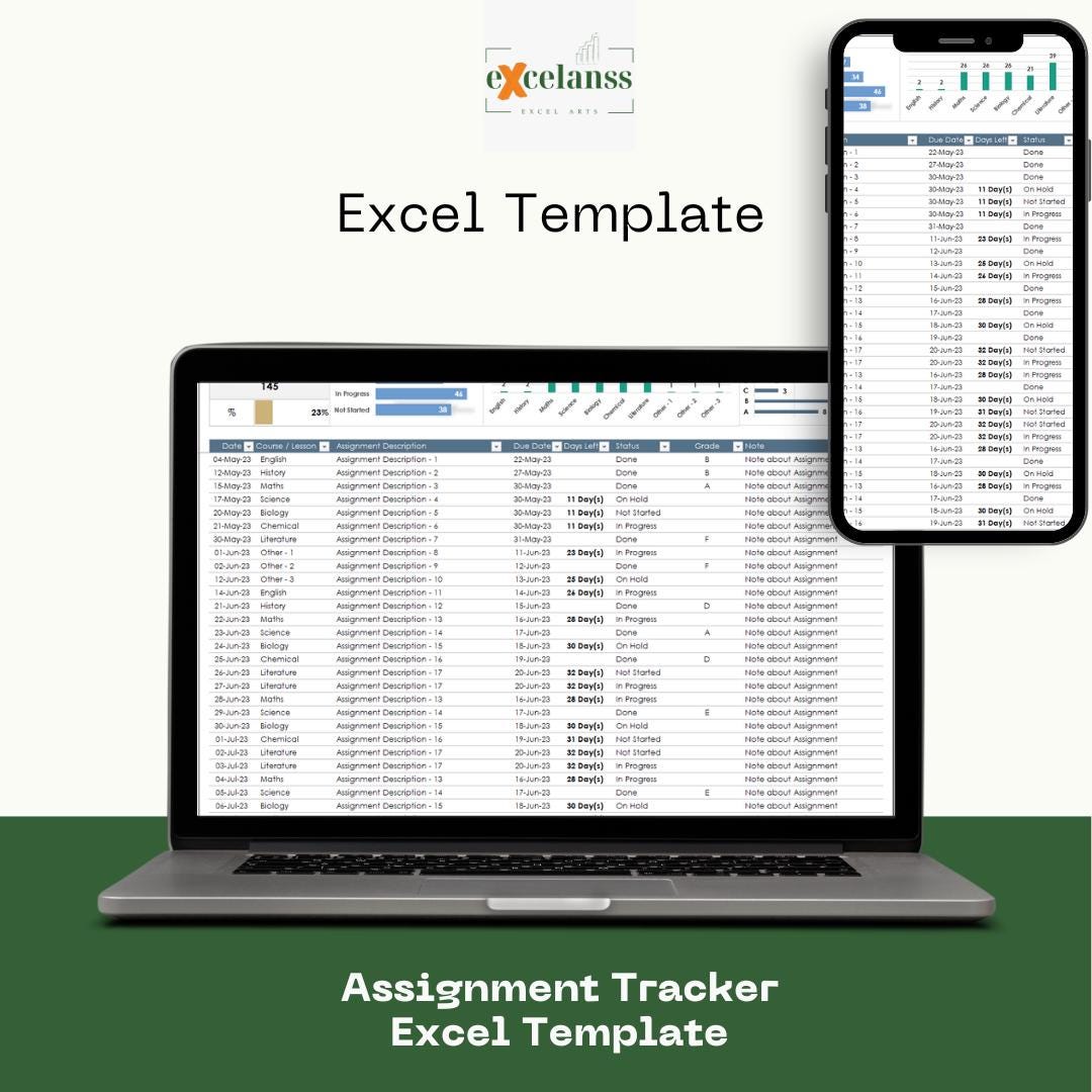 Assignment Tracker Excel Template: Student Homework Organizer - Etsy