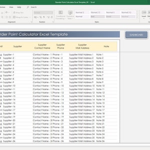 Reorder Point Calculator Excel Template: Inventory Stock Control With ...