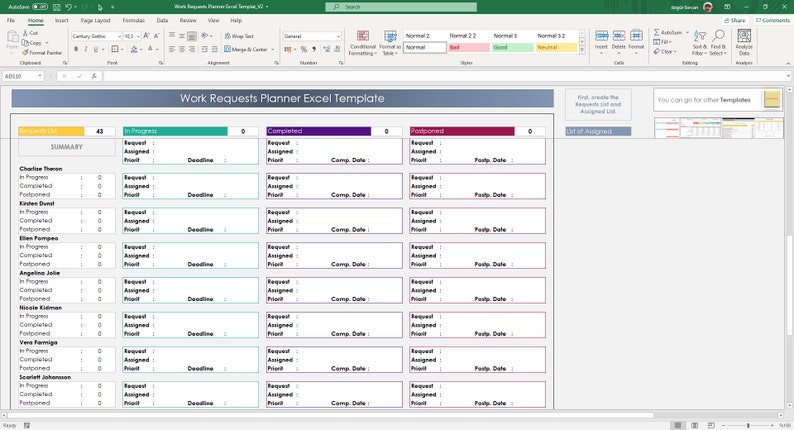Work Request Tracker Excel Template – Task Management & Team Request ...