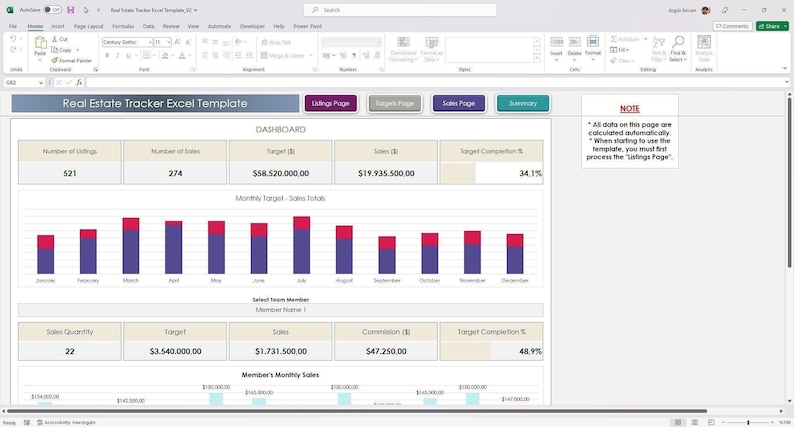 Real Estate Sales Tracker Excel Template – Realtor Commission & Listing ...