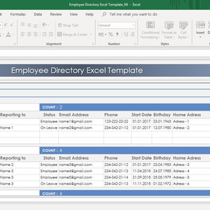 Employee Directory Excel Template: Business Organization Tracker ...