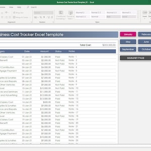 Business Cost Tracker Excel Template: Budget Planner (editable ...