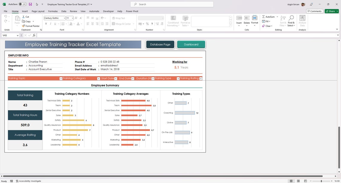 Employee Training Tracker Excel Template – Staff Development & Training ...