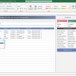 Team To-do List Excel Template: Business Task Tracker (printable) - Etsy