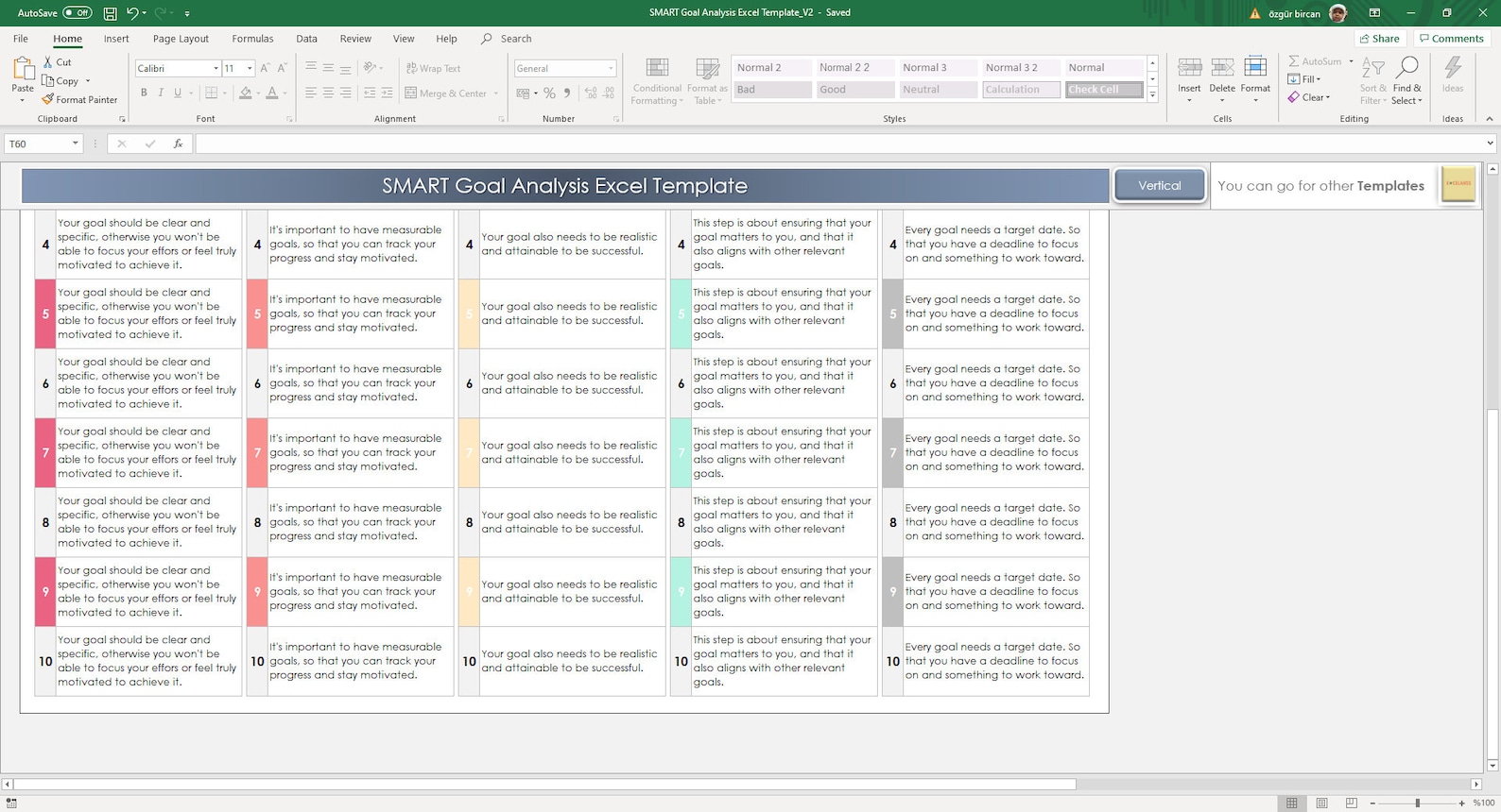 SMART Goal Analysis Excel Template Smart Goal Setting - Etsy SMART Goal Analysis Excel Template Smart Goal Setting - Etsy