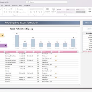 Reading Log Excel Template | Book Tracker Excel Sheet | Literary Log ...
