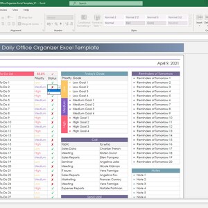 Daily Planner Excel Template | Daily Task & Work Productivity Tracker ...