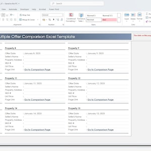 Real Estate Offer Comparison Excel Template | Property Deal Analyzer ...