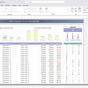 Gift Tracker Excel Template: Gift Budget Planner - Etsy