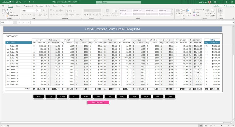 Order Form Tracker Excel Template Editable Order Tracker - Etsy Canada