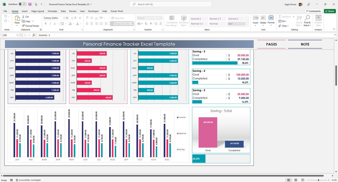 Personal Finance Tracker Excel Template Personal Budget | Etsy
