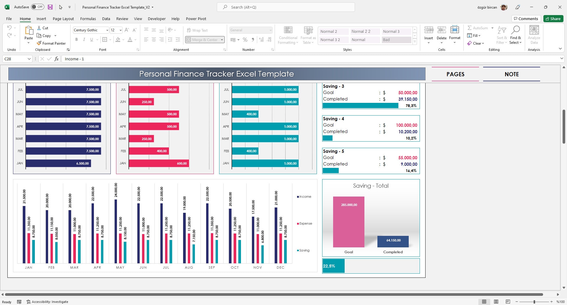 Personal Finance Tracker Excel Template Personal Budget | Etsy
